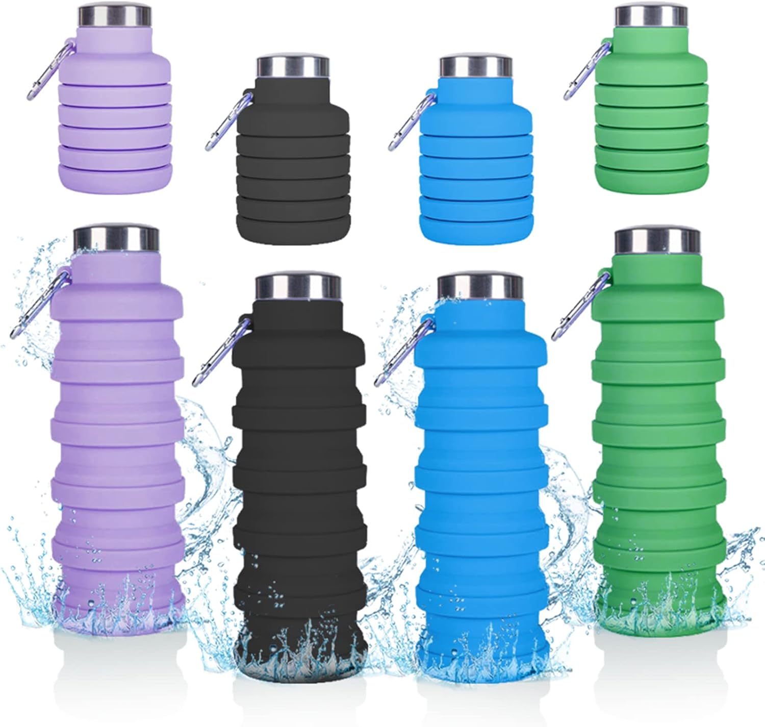 Amazon.com: Collapsible Water Bottle,4 Pcs BPA Free Reuseable Silicone ...