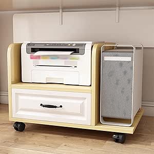 Amazon.co.jp: Printer Base, Printer Stand with Drawer, 4 Wheels and ...