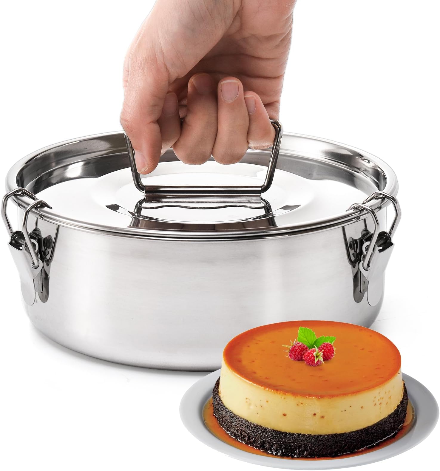 Amazon.com: Okllen 18/8 Stainless Steel Flan Mold, 65 Oz Flan Pan with ...