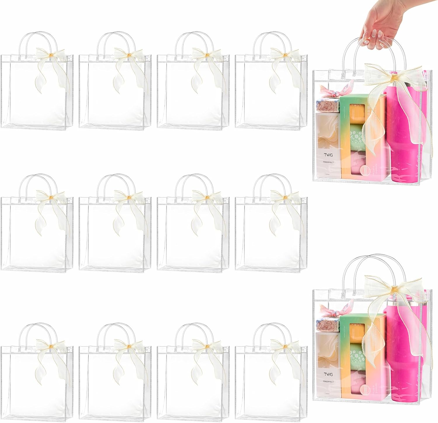 Amazon.com: Ohuimrt 20 PCS Clear Plastic Gift Bags with Handles ...