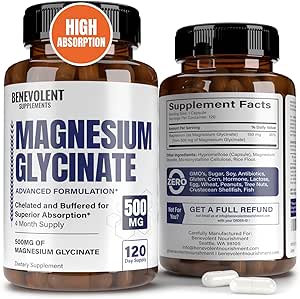 Amazon.com: Premium Magnesium Glycinate 500mg Capsules High Absorption ...