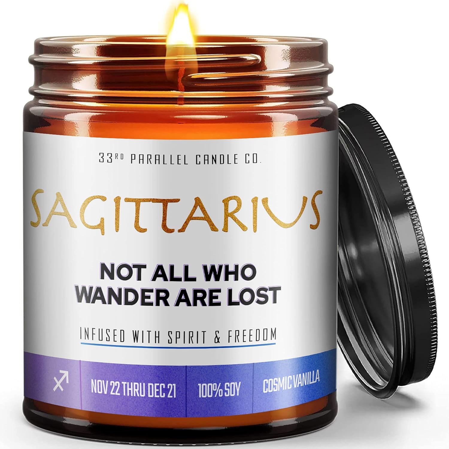Amazon.com: 33RD PARALLEL CANDLE CO. Sagittarius Zodiac Candle, 9oz, Vanilla Scent, Hand Crafted ...