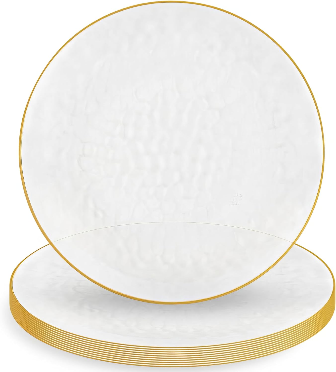 Amazon.com: Blue Sky Organic Hammered Clear Gold Rim Plates - 10 Count ...
