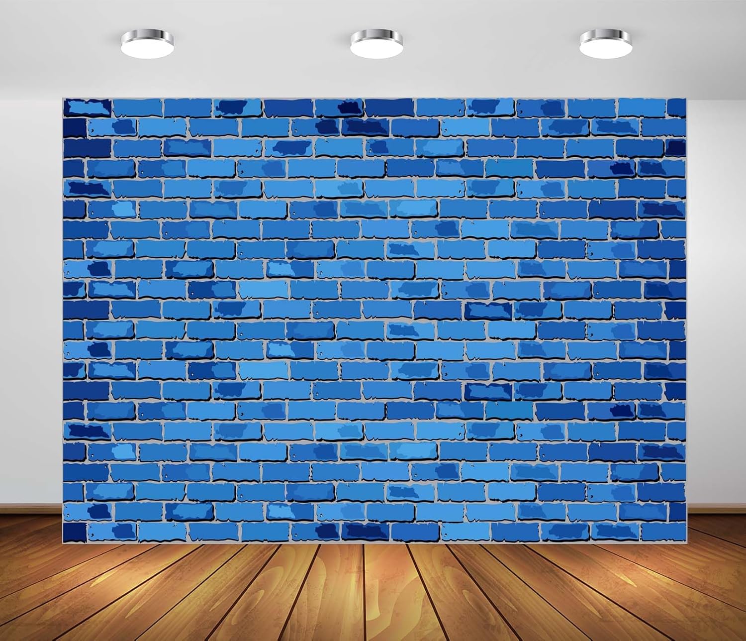 Amazon.com : BELECO 20x10ft Fabric Blue Brick Wall Backdrop Vintage ...