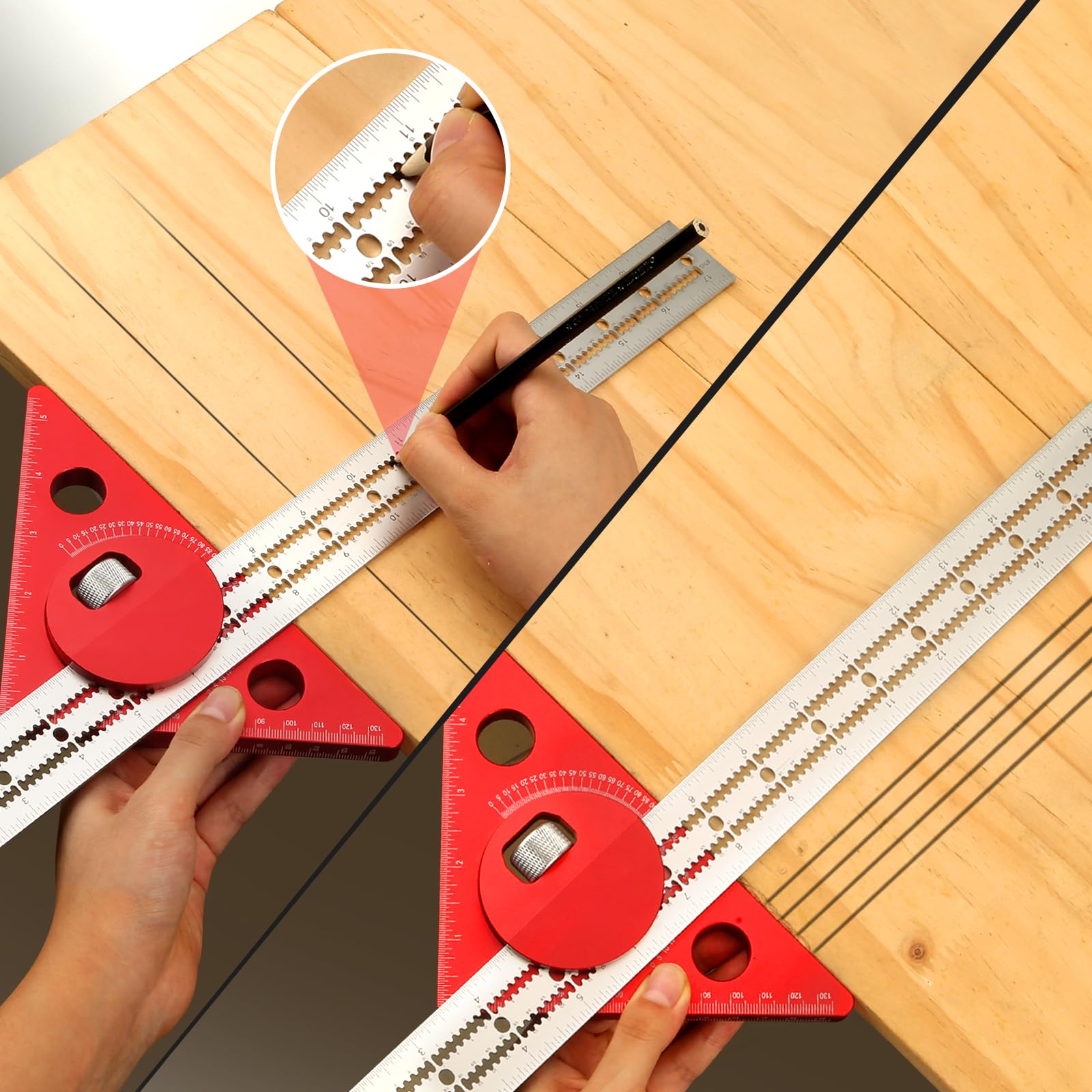 Snapklik.com : Edge Ruler Woodworking 17.3in, 180 Degree Adjustable ...