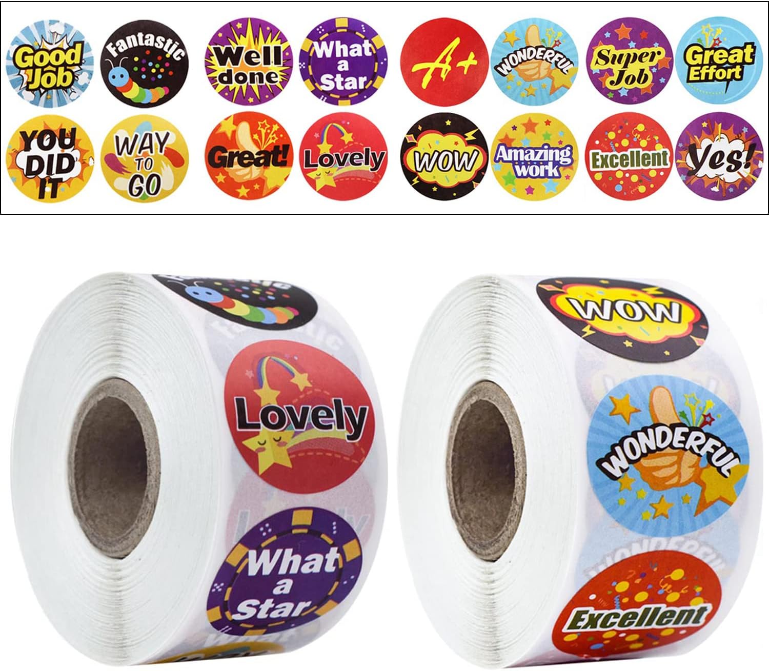 Amazon.com: 3 Rolls Motivational Stickers for Kids, 1500 Pcs Teacher ...