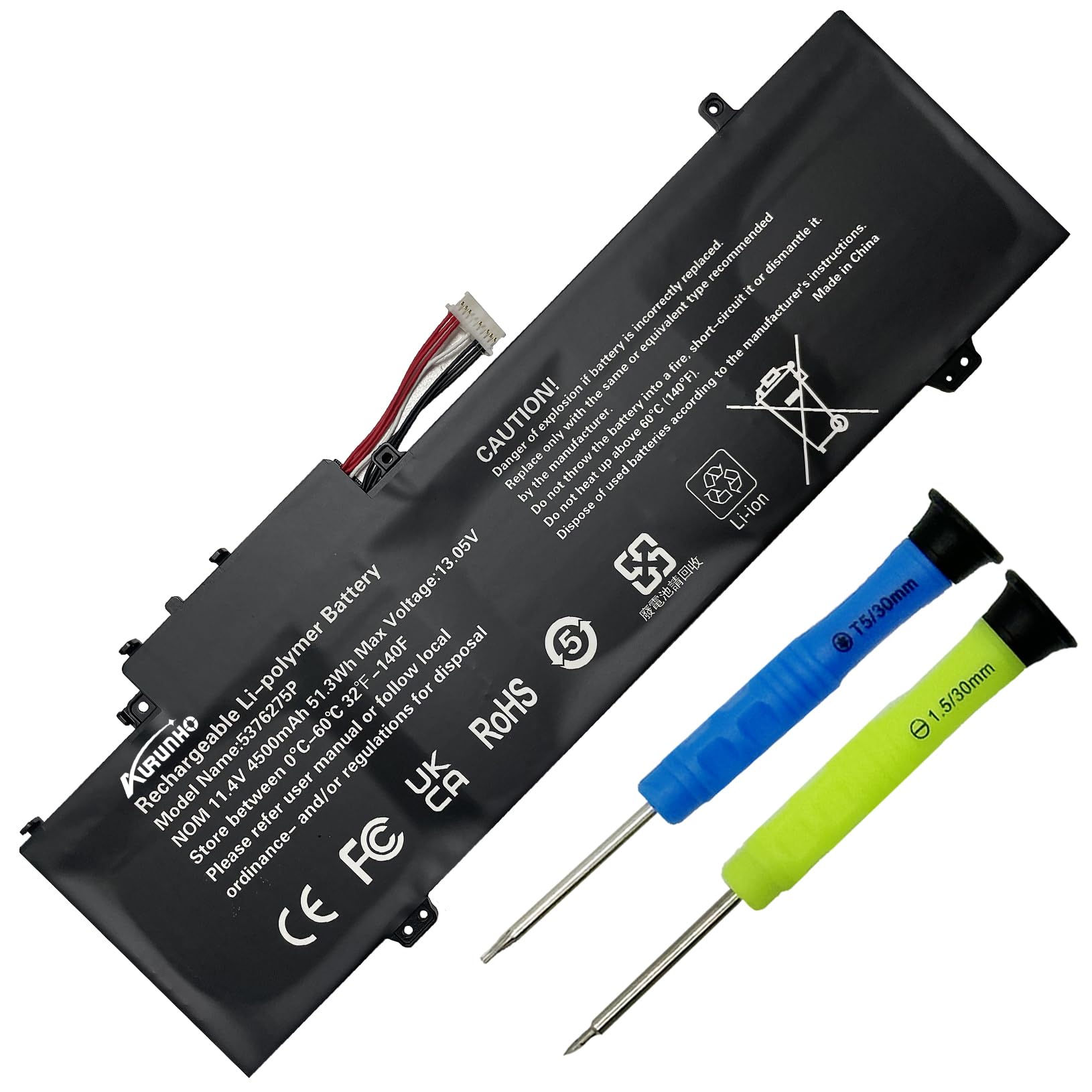 Amazon.com: AURUNHO 5376275P 51.3Wh Laptop Battery Replacement for ...