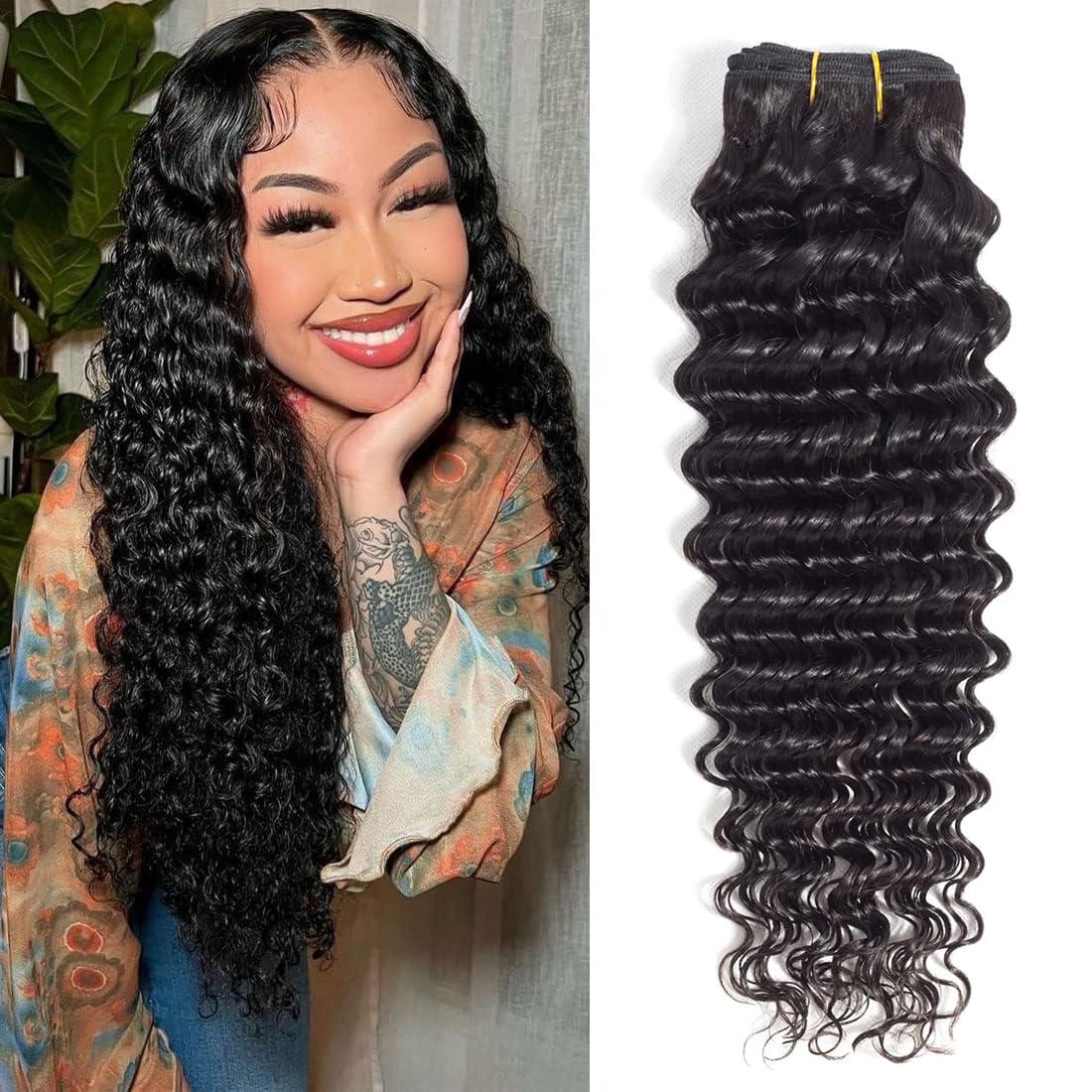Amazon.com : Deep Wave Human Hair Bundle 1 Bundle Human Hair 18 Inch ...