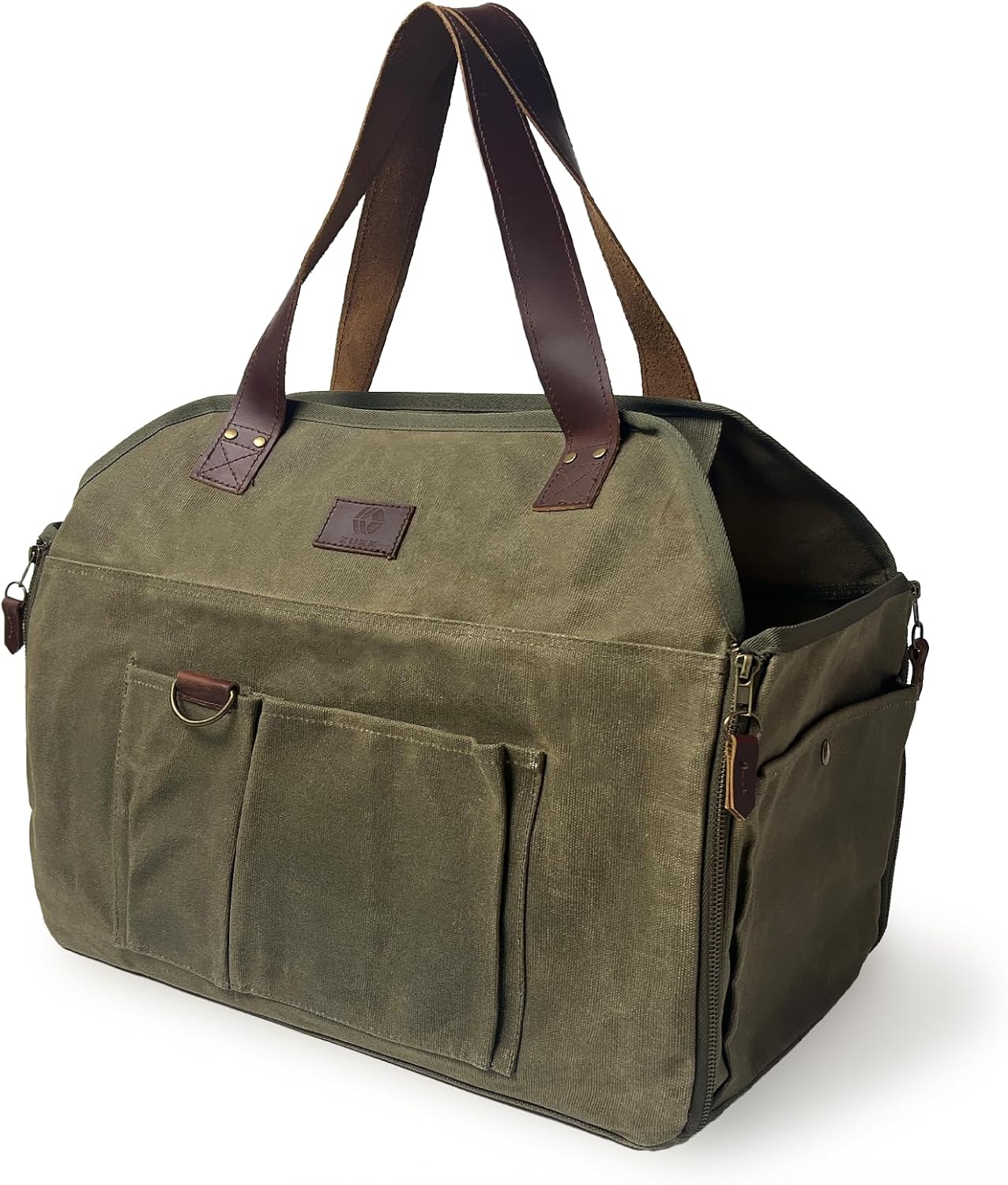 Amazon.co.jp: ZUKK 薪バッグ キャンプ 焚き火 ギアバッグ 本革 極厚帆布 容量50L 高耐久 パラフィン 自立式 撥水 ログキャリー 薪スタンド (オリーブブラウン×ダーク ...