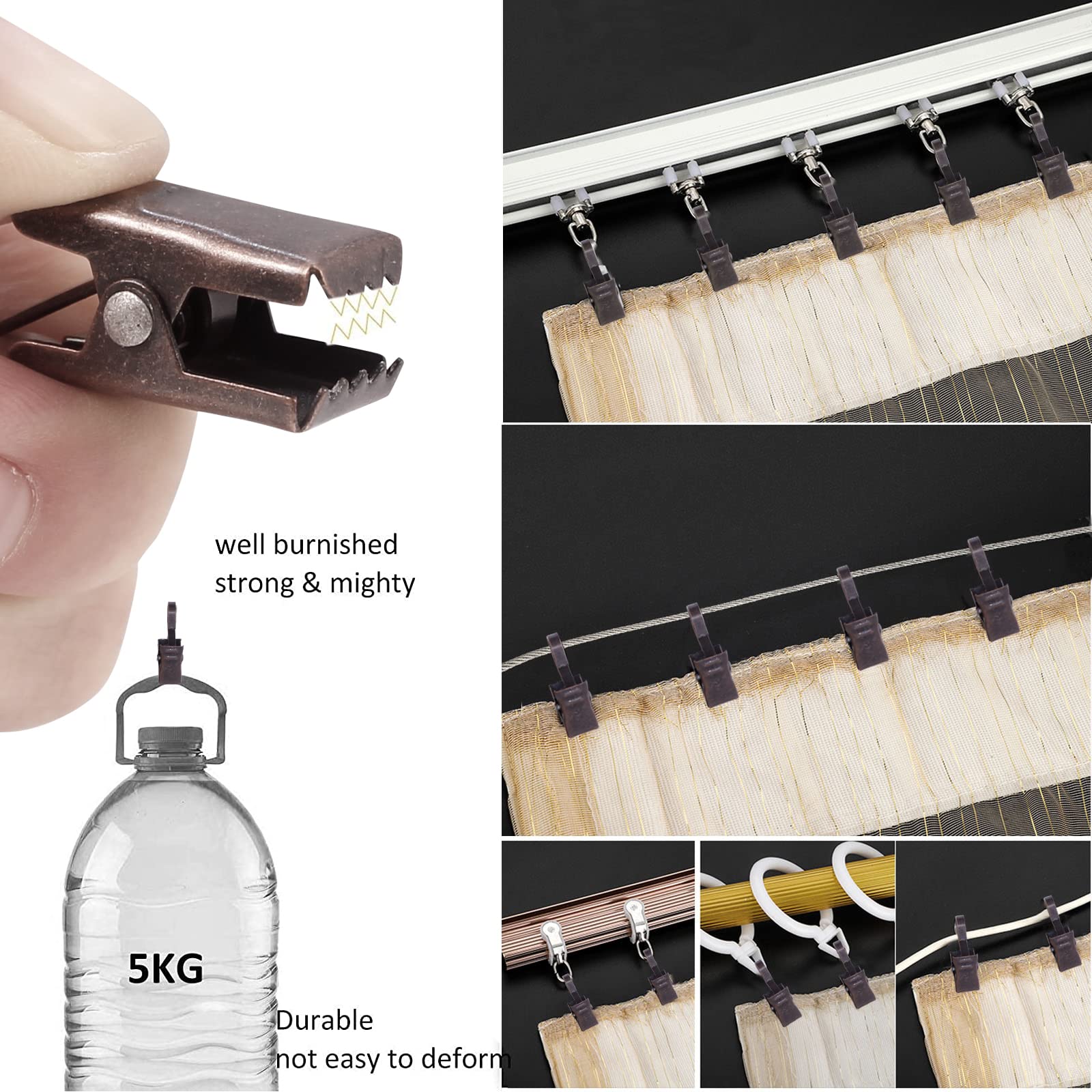 Snapklik.com : 100 Pack Curtain Clips String Light Hangers Tiny Clips ...