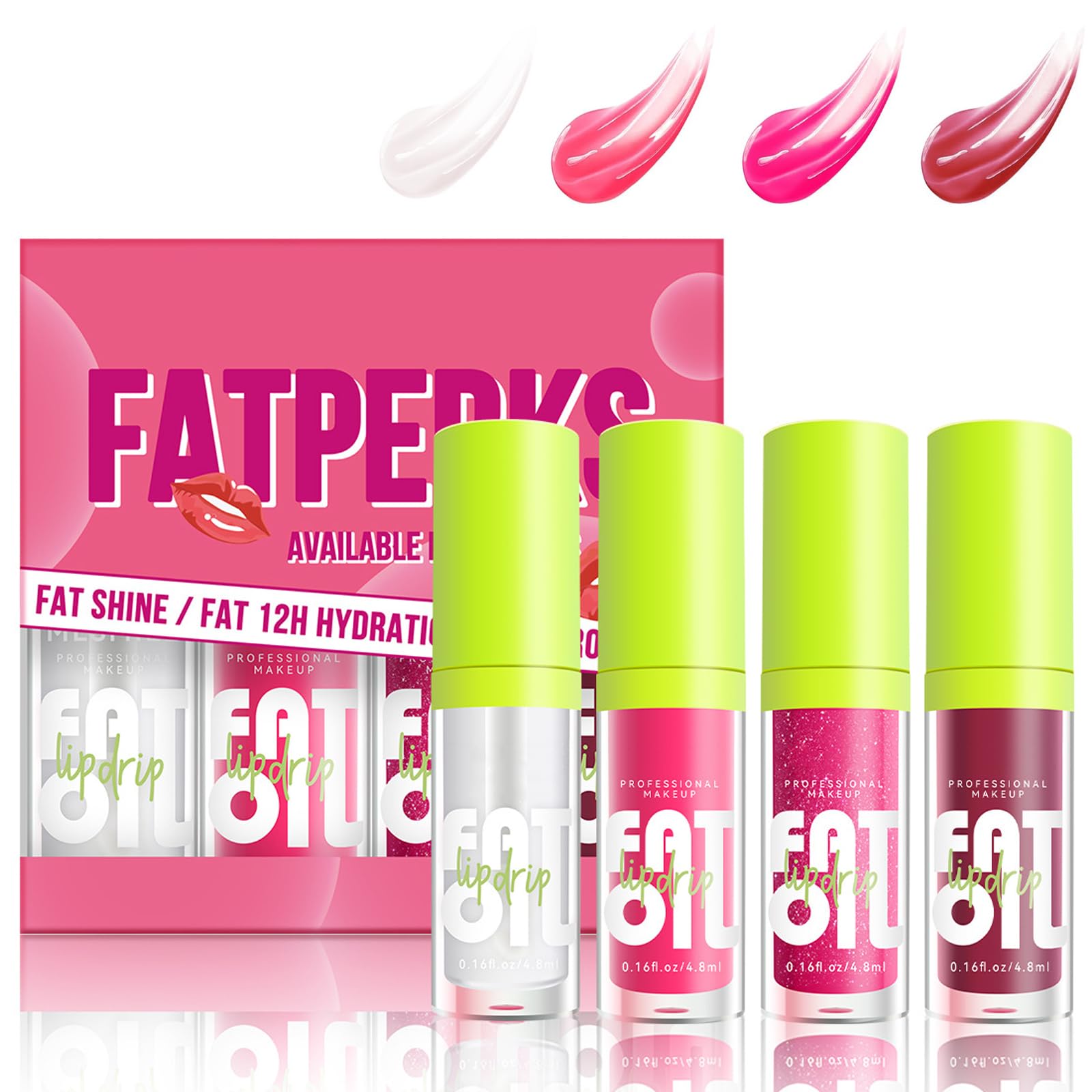 4PCS lip oil Lip Oil Set - Long Lasting Lip Oil Light Lip gloss Set ...