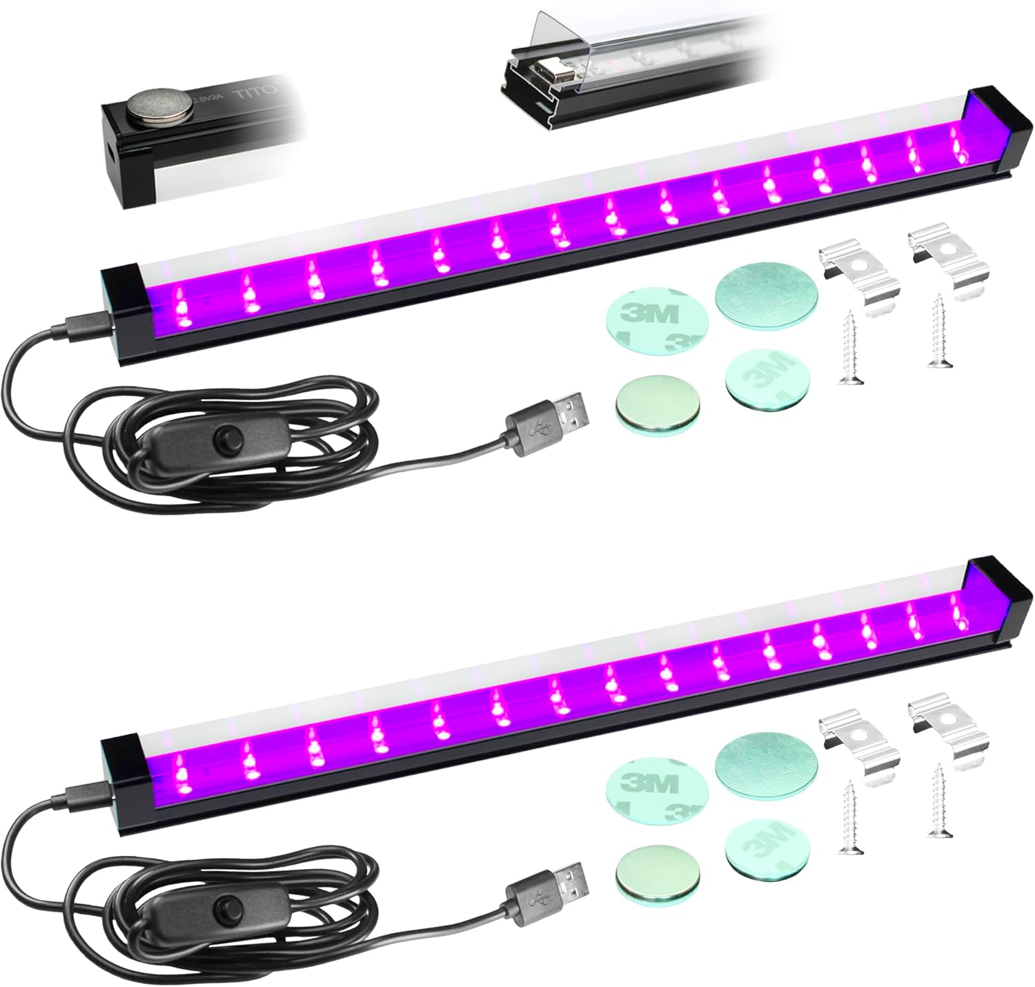 TITO Black Light Bar, 10W 1ft USB Portable Blacklight Bar, 395nm ...