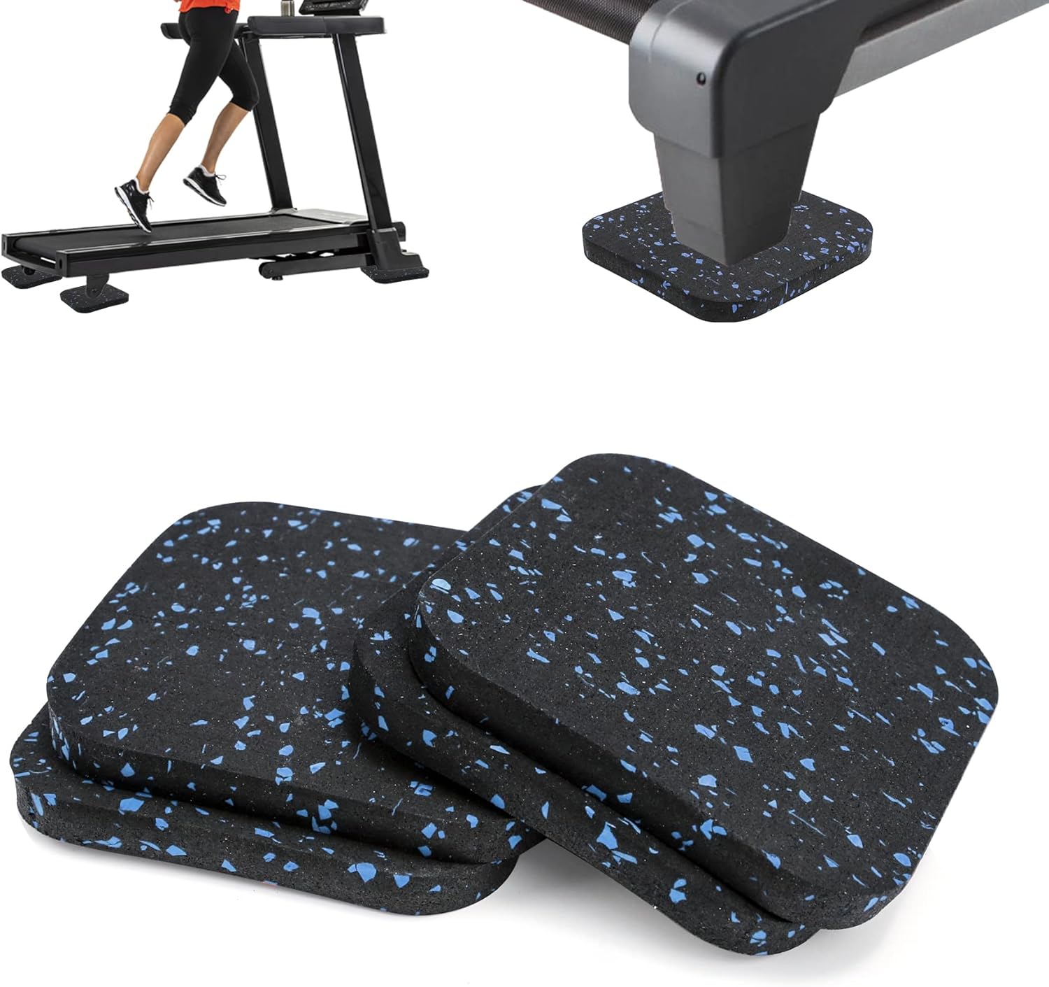 Powrocket Treadmill Mat,4 Pack Anti-Vibration Shock Absorbing Exercise ...