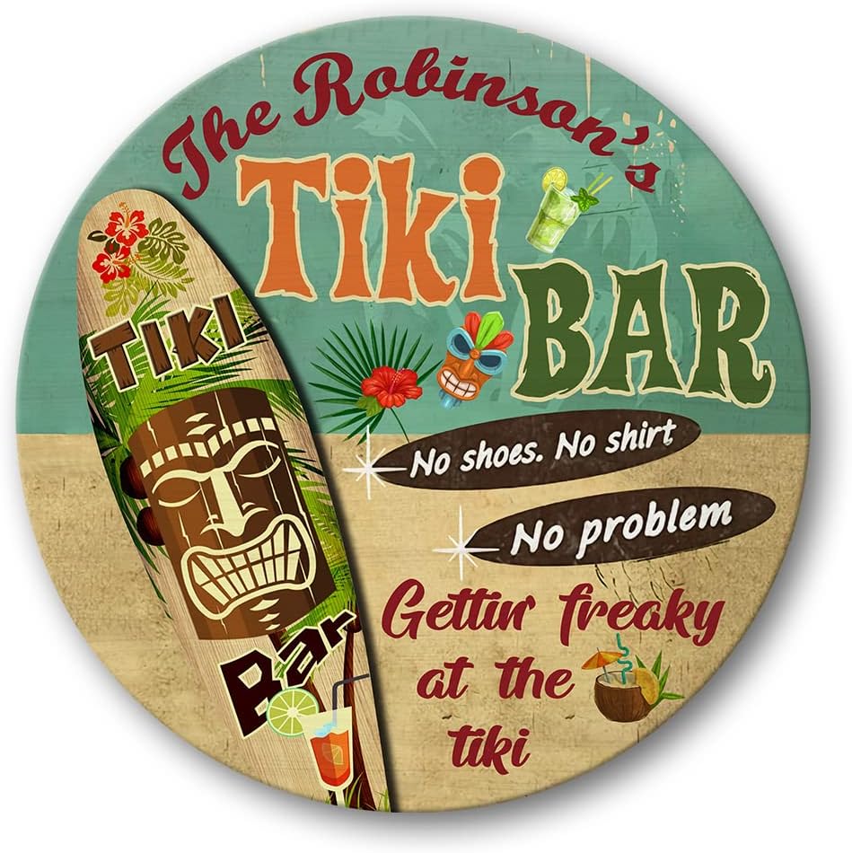Amazon.com: Personalized Tiki Bar Wood Sign, Tiki Huts, Tiki Lounge ...