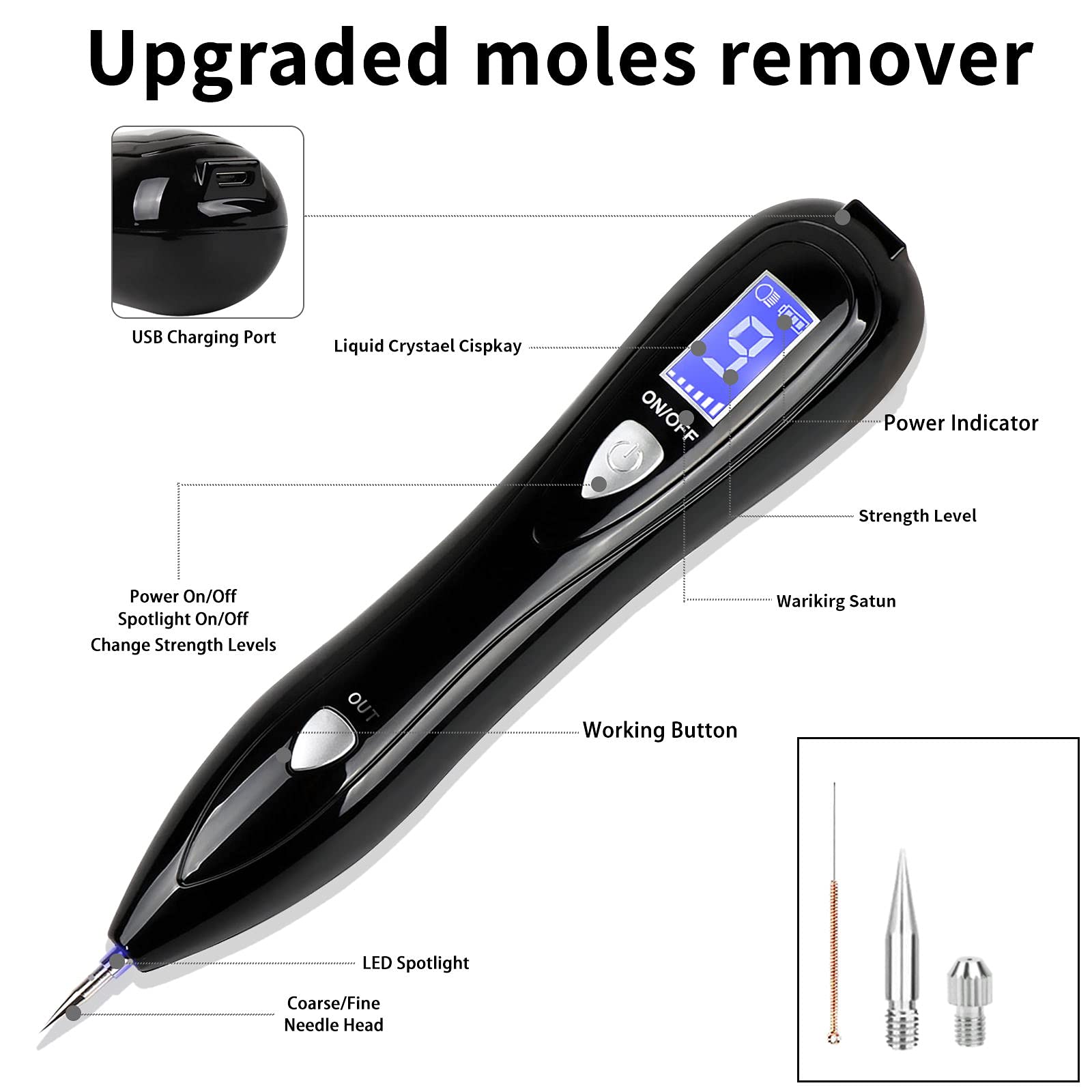 Buy CHRERNA Skin Tags Remover Pen, Portable Rechargeable Mole Remover ...