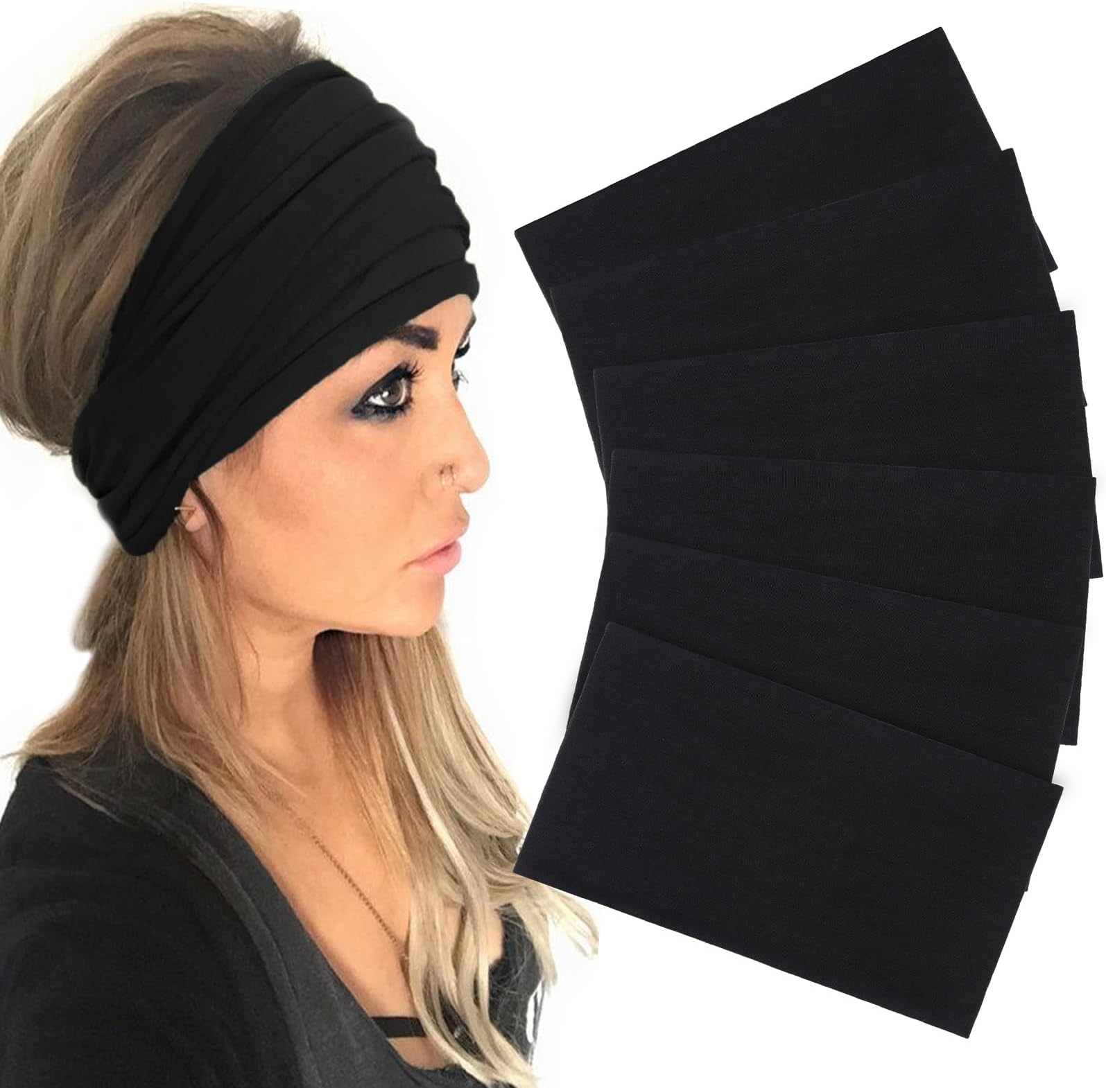 Amazon.com : Sefiinh Wide Headbands For Women Stretch Headband Boho ...