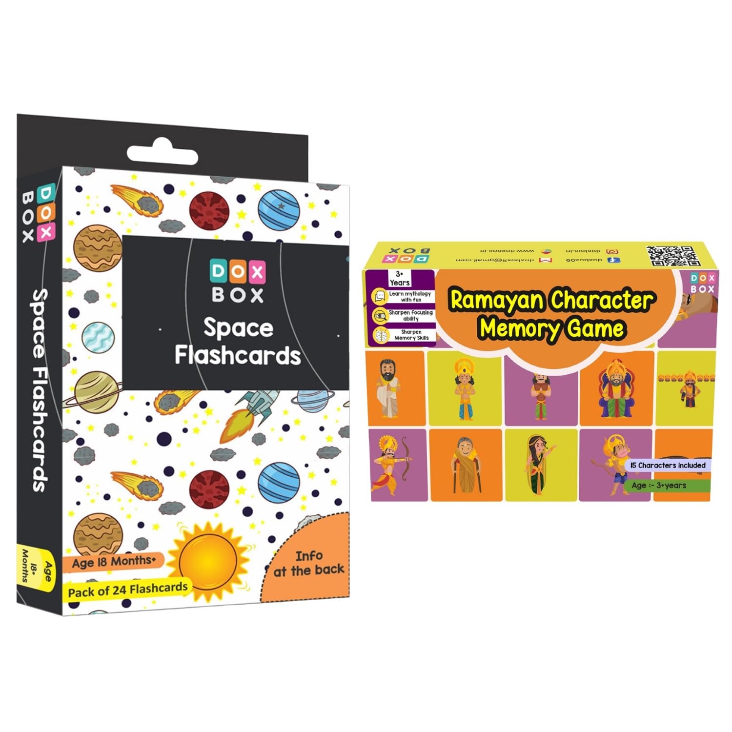 Buy Combo of Space Flashcards- Pack of 18 & Ramayan Character Memory ...