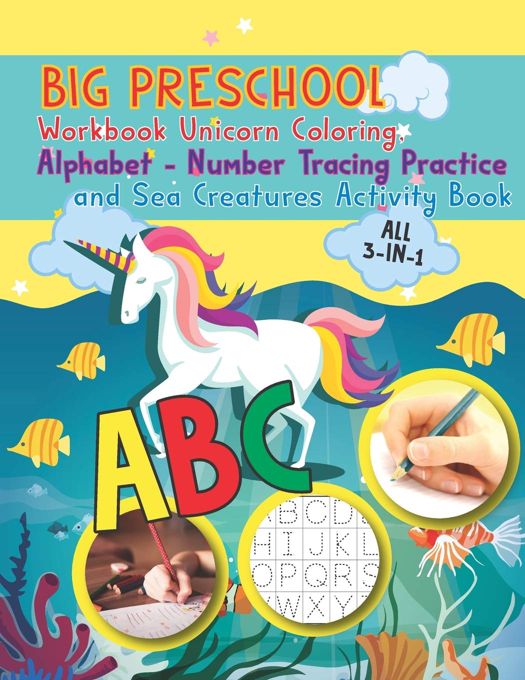 Buy Big Preschool Workbook Unicorn Coloring,Alphabet - Number Tracing ...