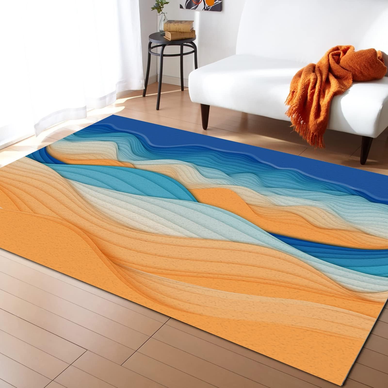 Amazon.com: Abstract Gradient Teal Orange Area Rugs, Geometry Mountain ...