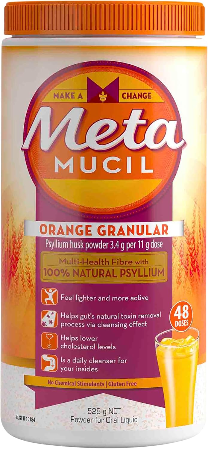 Metamucil Powder 48 Dose Daily Fibre Supplement Orange Granular 528g ...
