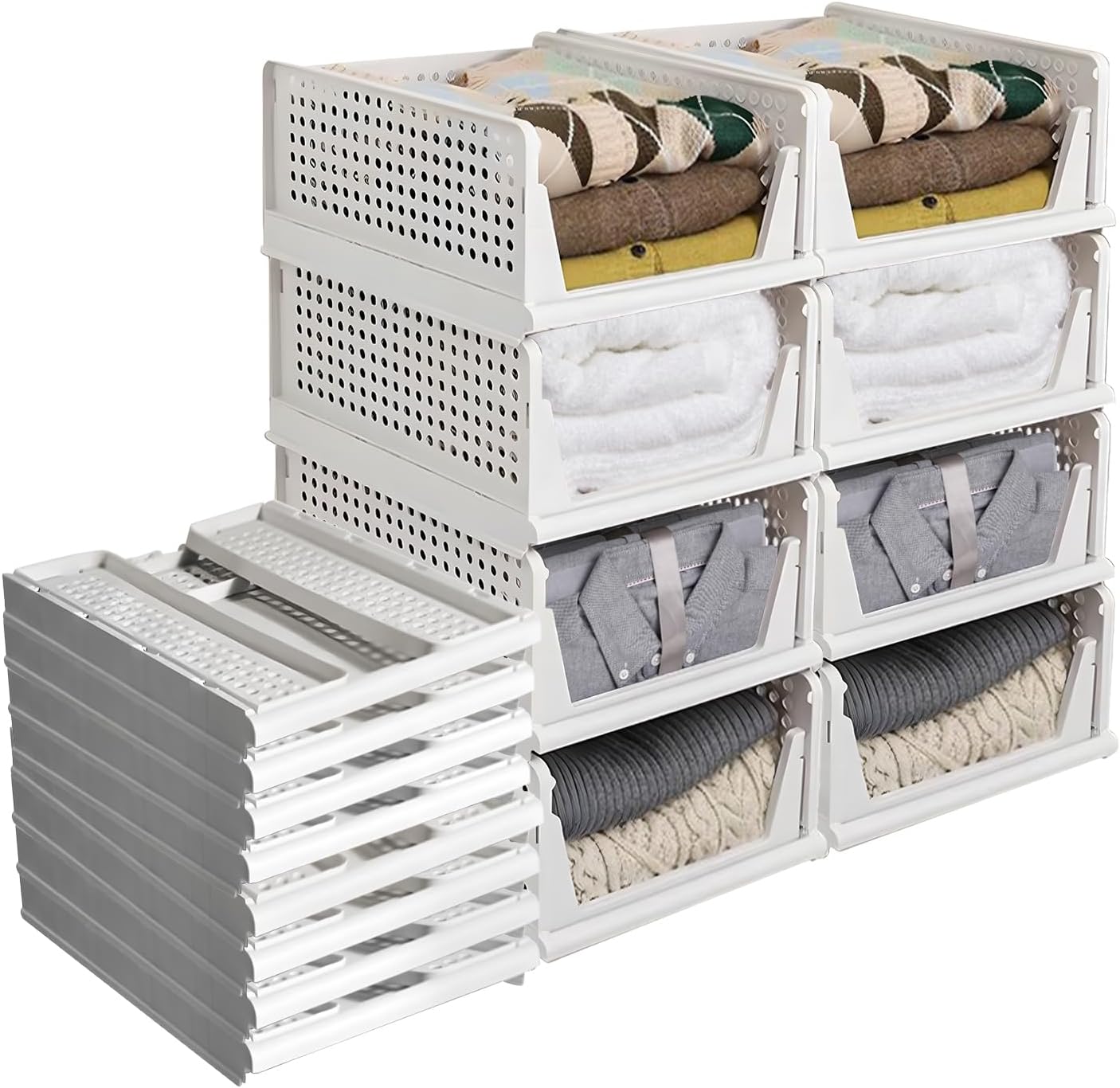 Lifemaison 8 Pack Wardrobe Storage Organiser Stackable Drawer Organiser ...