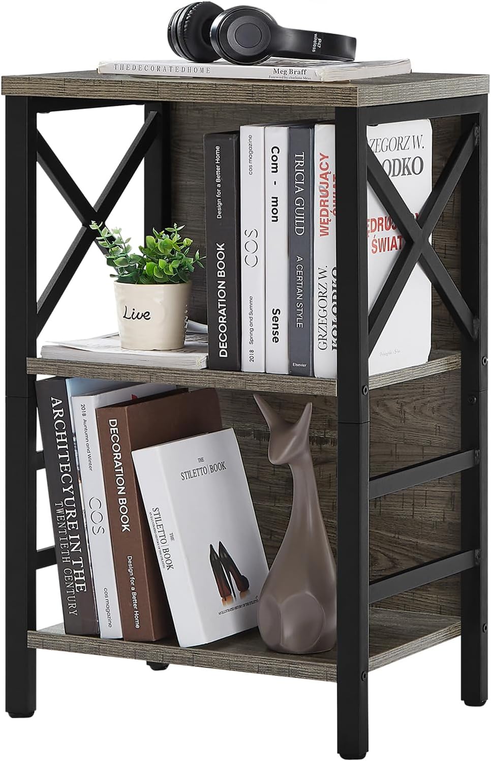 Amazon.com: Yoobure Bookshelf Small Book Shelf, Solid Industrial 3 Tier ...