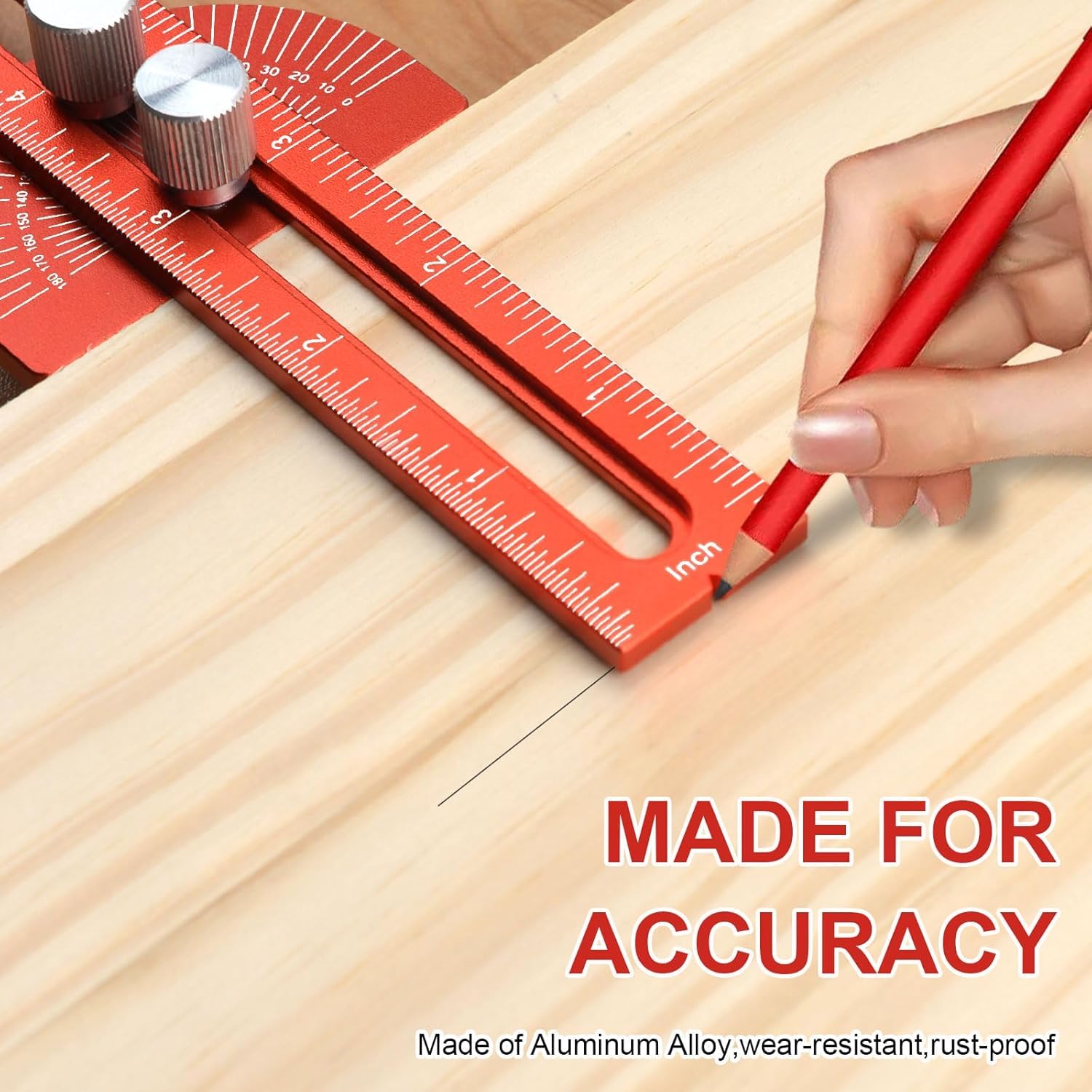 Snapklik.com : Woodworking Ruler, Adjustable Mark Angle & Straight Line ...