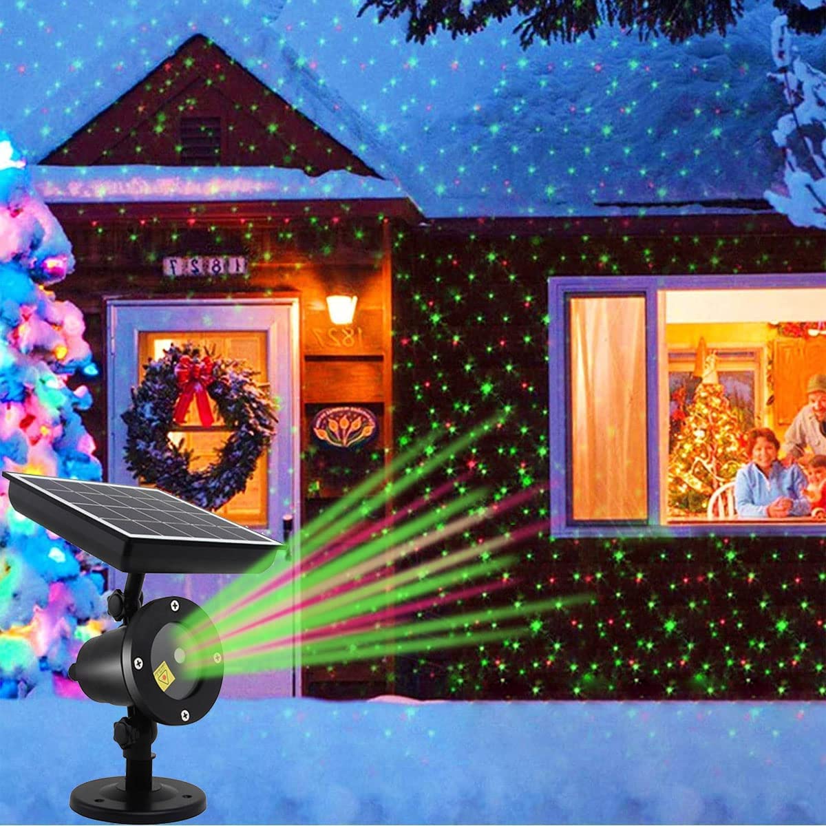 Christmas Projector Lights, Waterproof LED Moving Rotating Solar ...