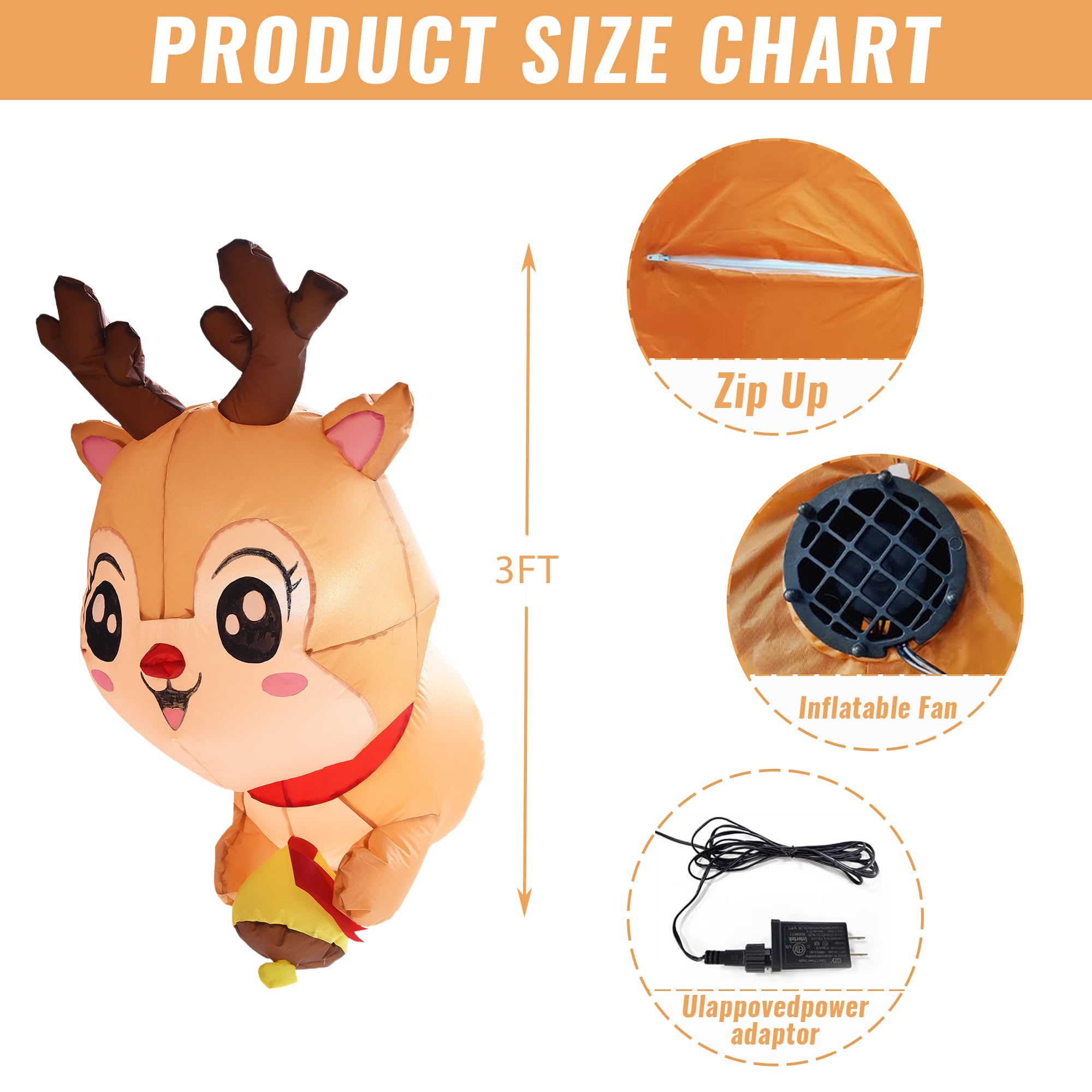 Snapklik.com : DearSun 30FT Christmas Inflatable Little Deer