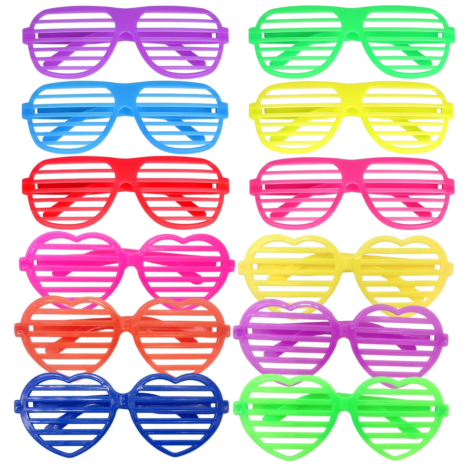 12pcs Neon Shutter Shades Sunglasses,12 Differents Color Shutter Brille ...