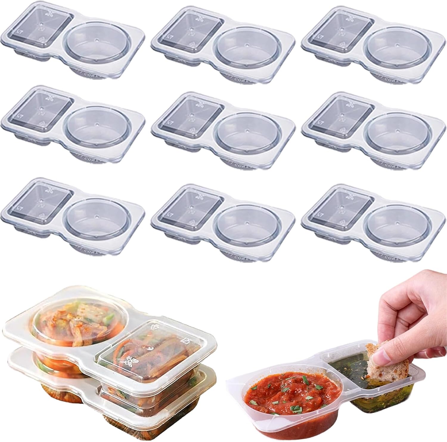Amazon.com: KUSDFEG Double Compartment Condiment Container, Double ...
