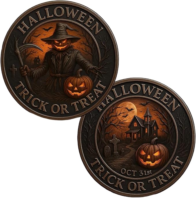 Amazon.com: Halloween Challenge Coin – Scarecrow Pumpkin Reaper Edition ...