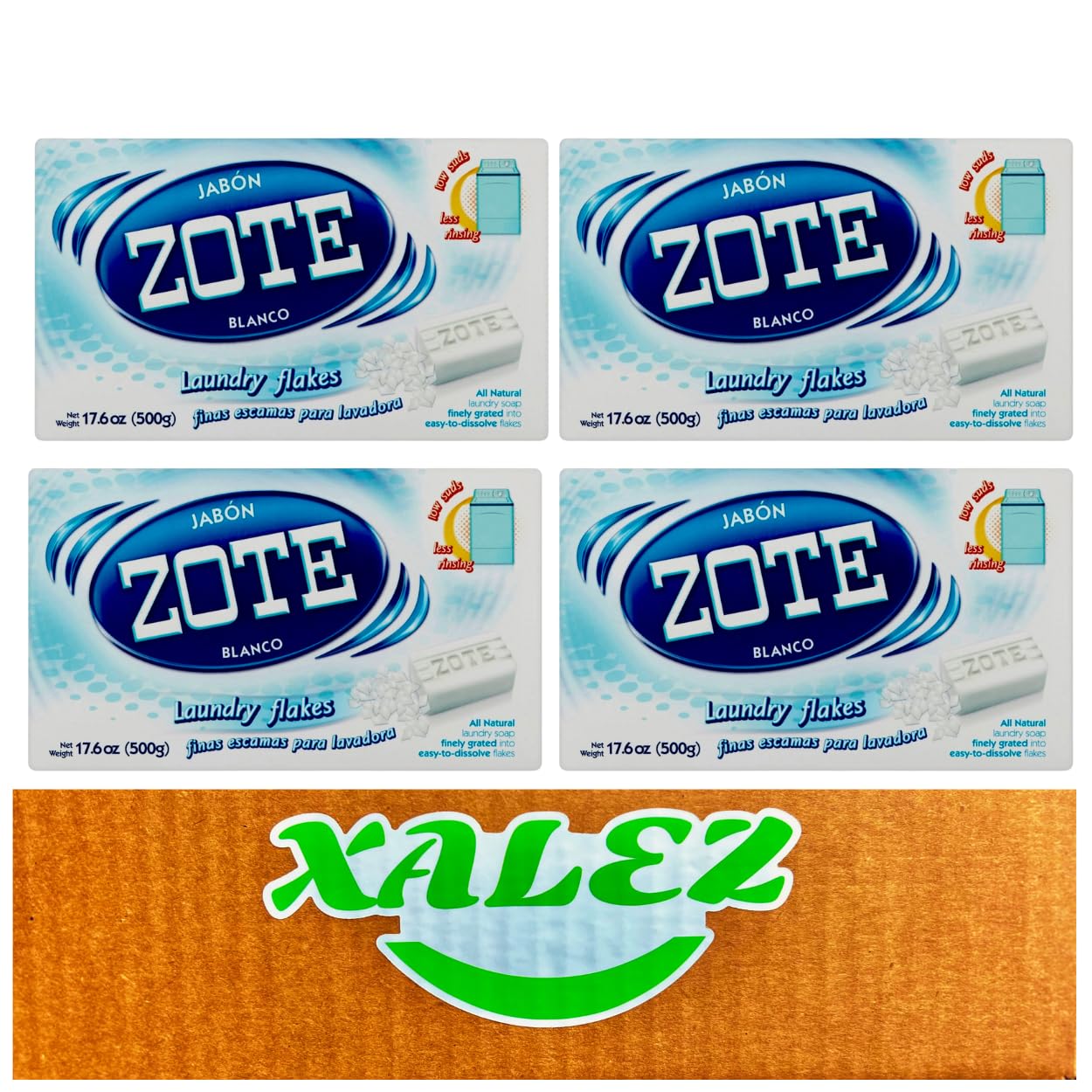 Amazon.com: (4 PACK) Jabon Zote Laundry Flakes + XALEZ TM Gift Box ...