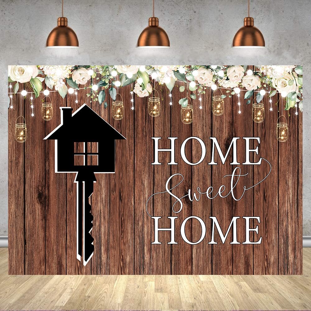 Amazon.com : Withu Housewarming Backdrop Home Sweet Home Rustic Wooden ...