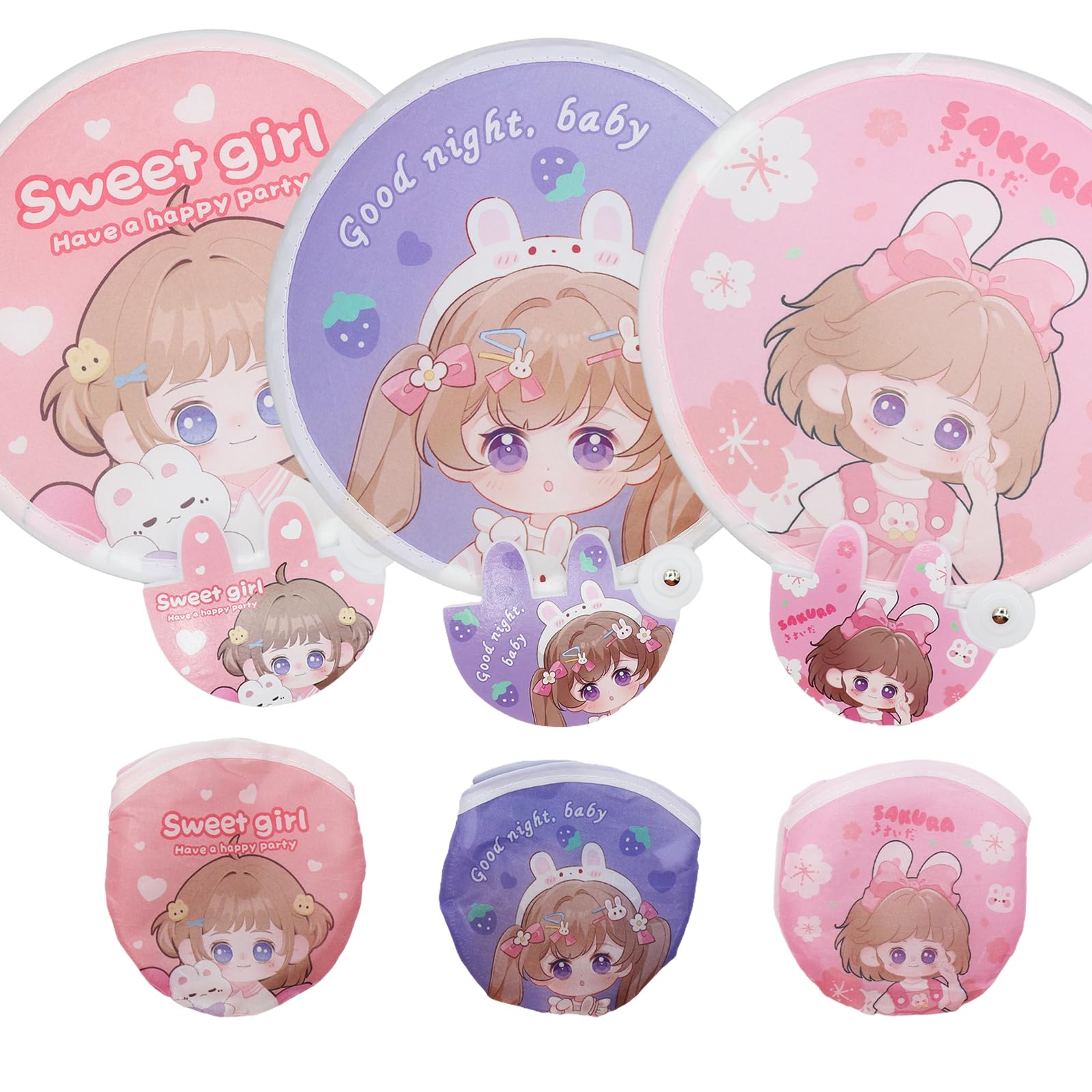 Amazon.com: 3 PCS Cute Anime Styles Handheld Compact Cooling Fans ...