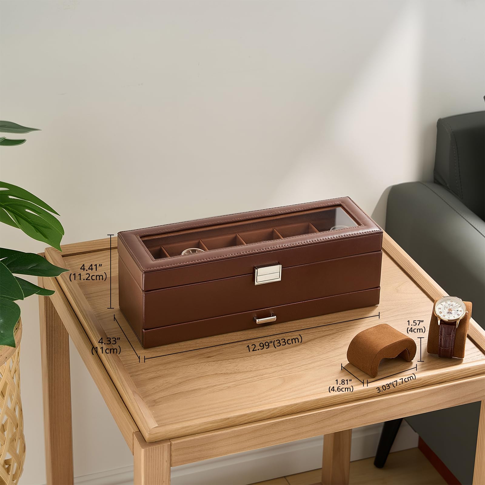 ProCase 腕時計ケース 6本 PU製 2段式 ウオッチボックス 男女兼用 収納ボックス アクセサリーケース アクセサリー 収納 ...