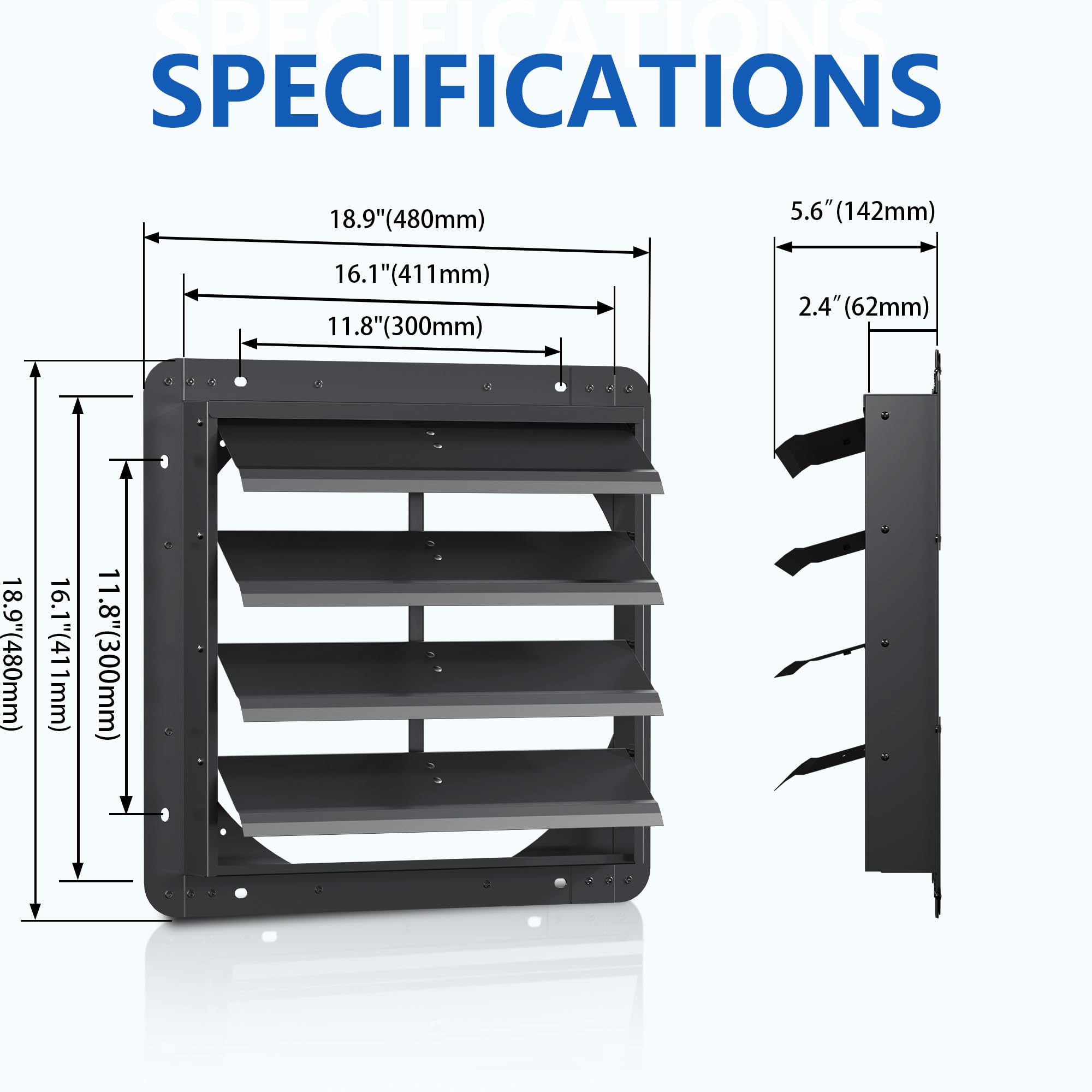 Snapklik.com : 16 Inch Aluminum Automatic Shutter Louver Vent