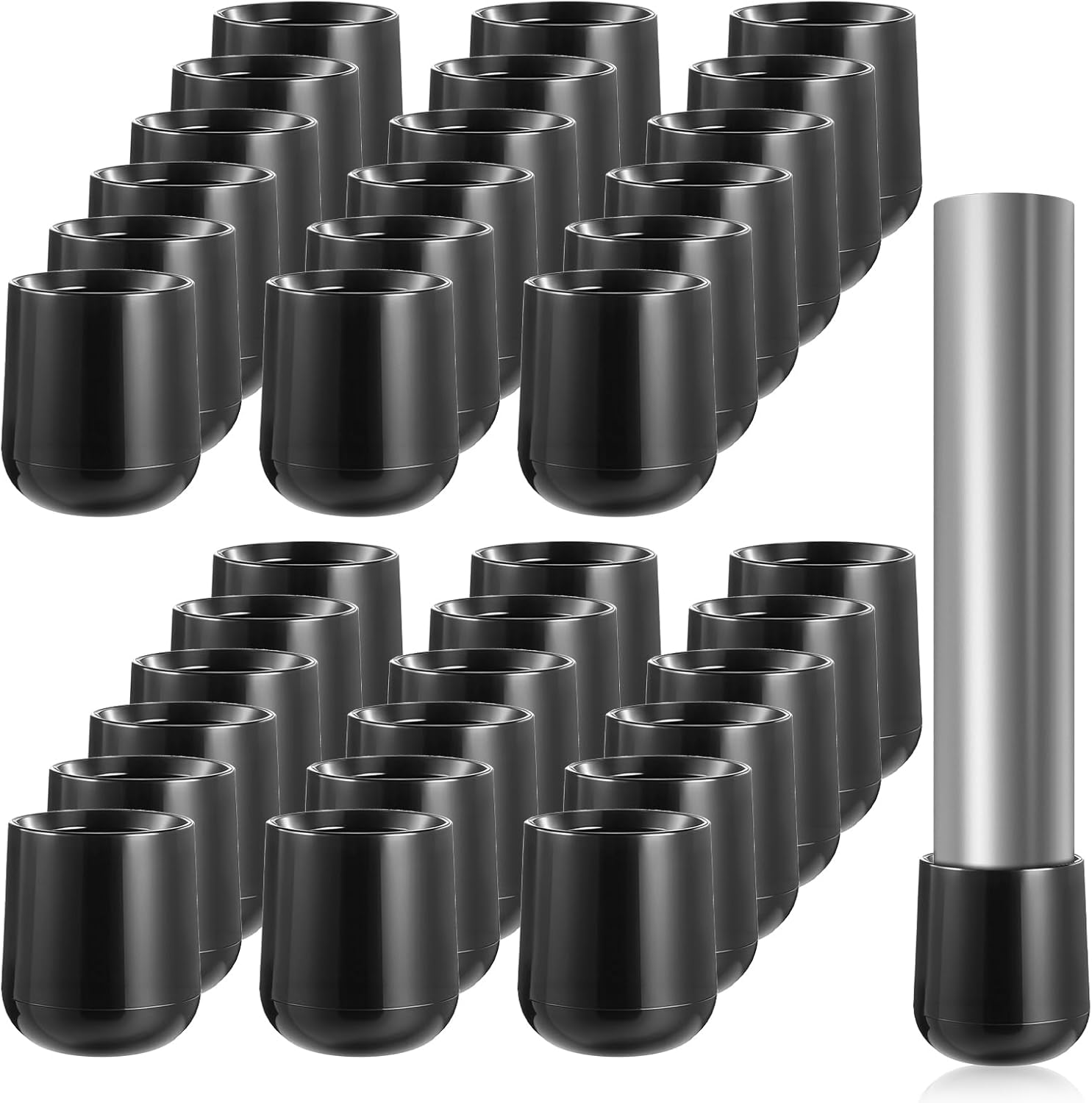 36 Pieces Black 7/8 Inch Folding Chair Leg Caps Chair Foot Covers Heavy ...