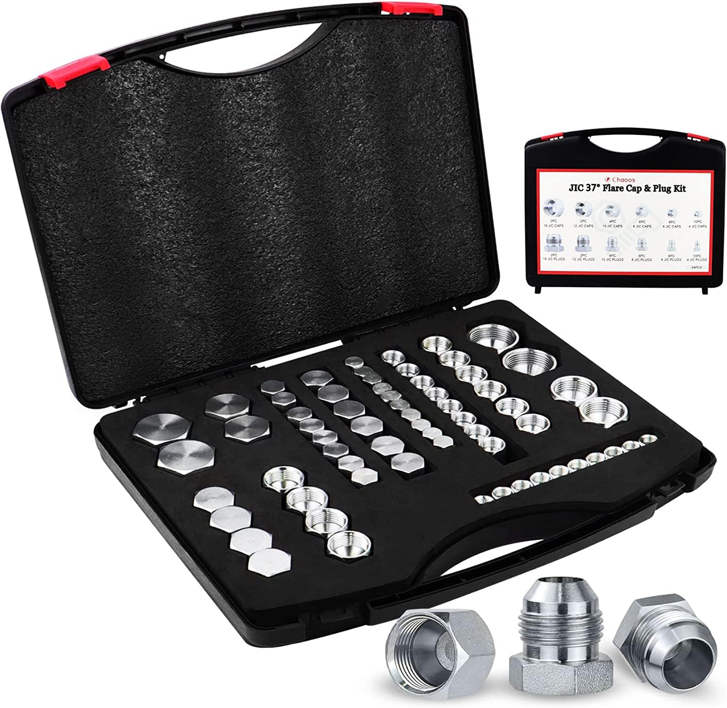 Amazon.com: 64 Pcs Jic Caps and Plugs Kit, 37° Hydraulic Cap and Plug ...