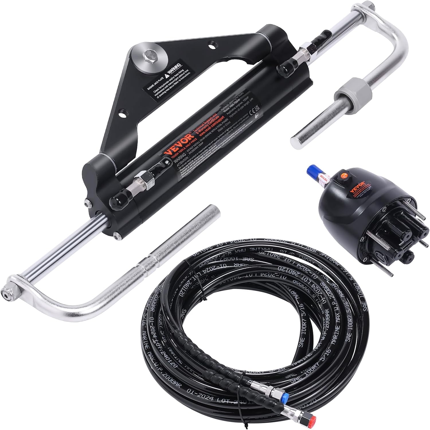 Amazon.com : VEVOR Hydraulic Outboard Steering Kit, 150HP, Marine Boat ...