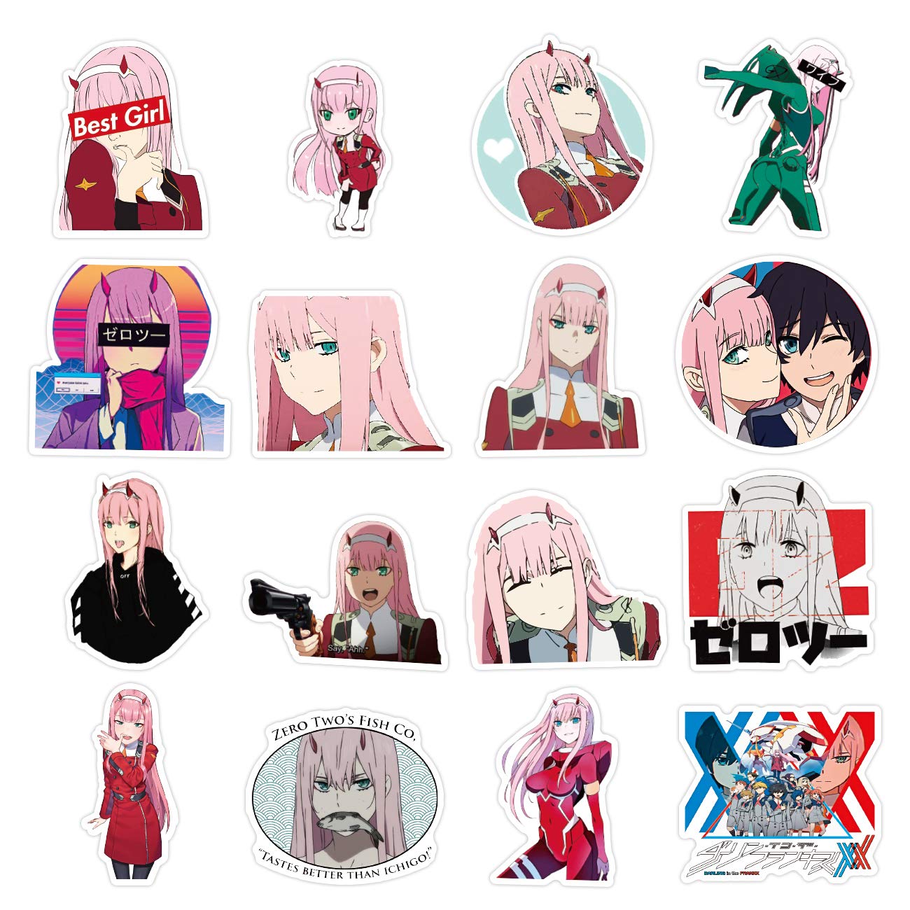 Darling in The FRANXX 02 Stickers 100pcs Vinyl Waterproof Zero Two ...