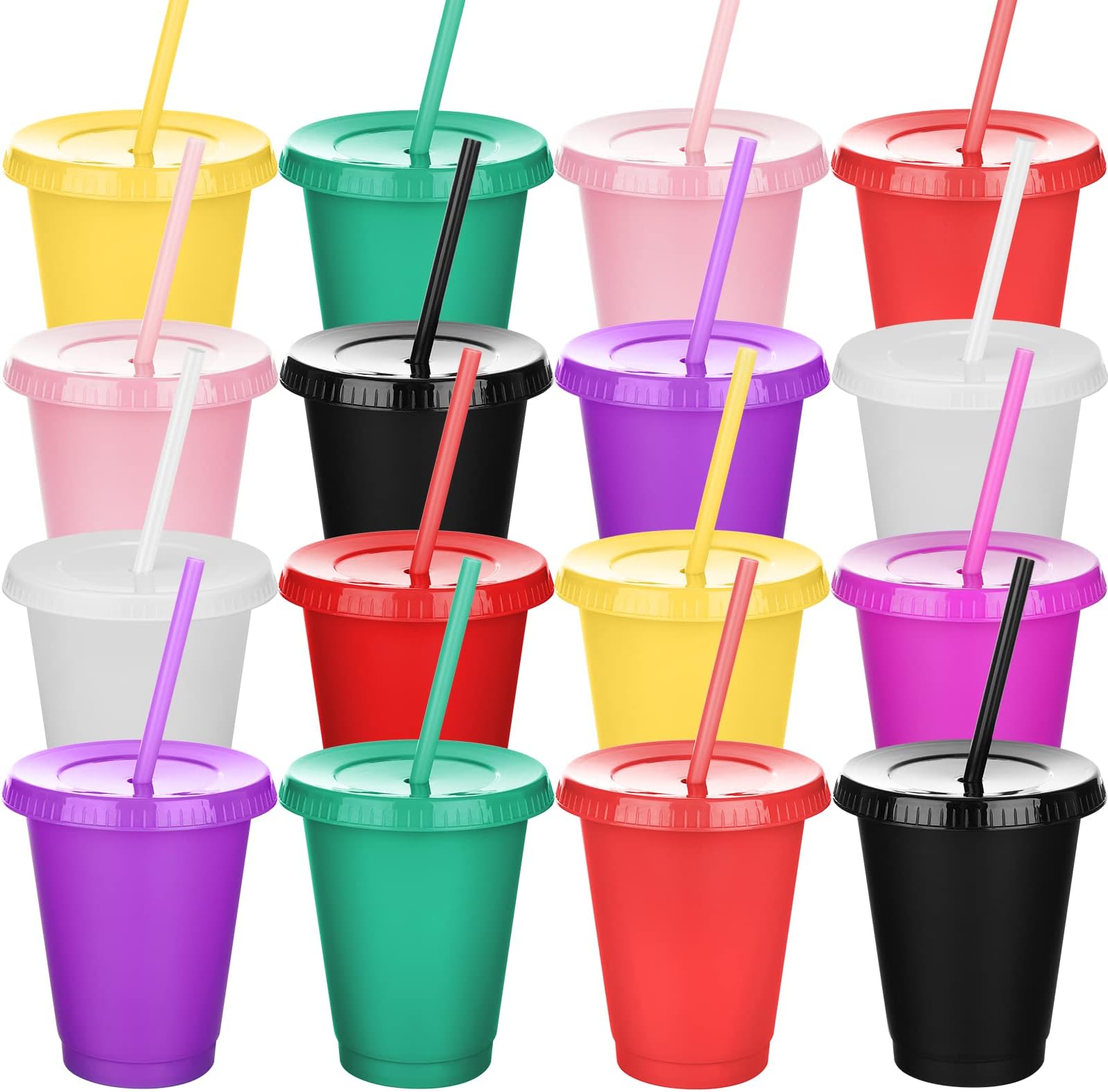 Amazon.com | Color Changing Cups with Lids and Straws 10Pcs 12oz ...