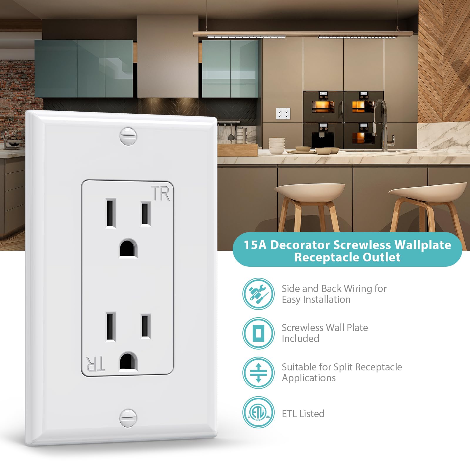 Snapklik.com : Decorator Electrical Wall Outlet White, Tamper-Resistant ...