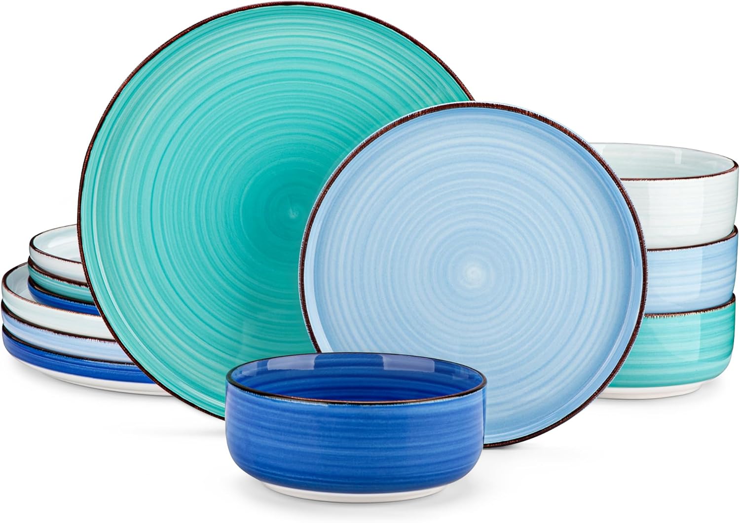 Amazon.com | vancasso Bonita Blue Dinnerware Sets, Plates and Bowls Set ...