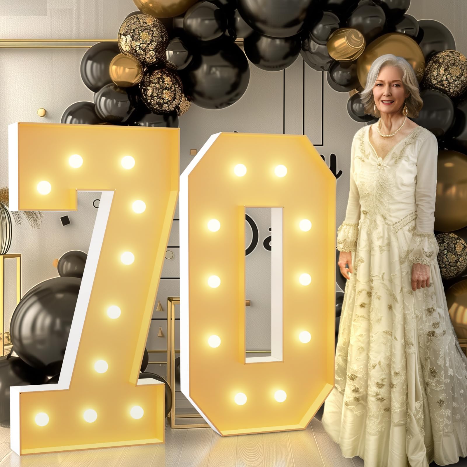 Snapklik.com : Imprsv 4FT Light Up Numbers, Marquee Numbers 70th ...
