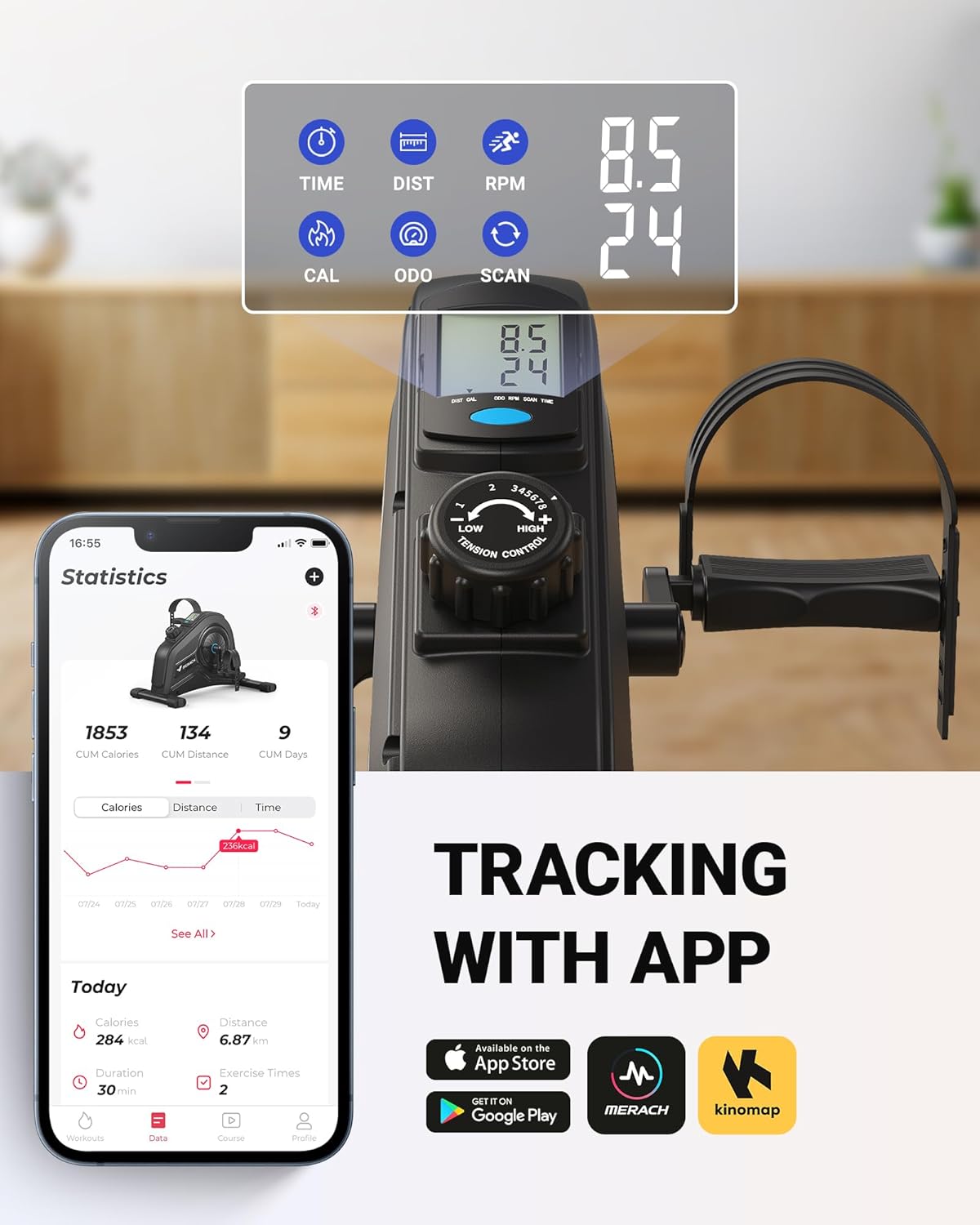 MERACH Under Desk Bike Pedal Exerciser, Silent Magnetic Mini Exercise ...