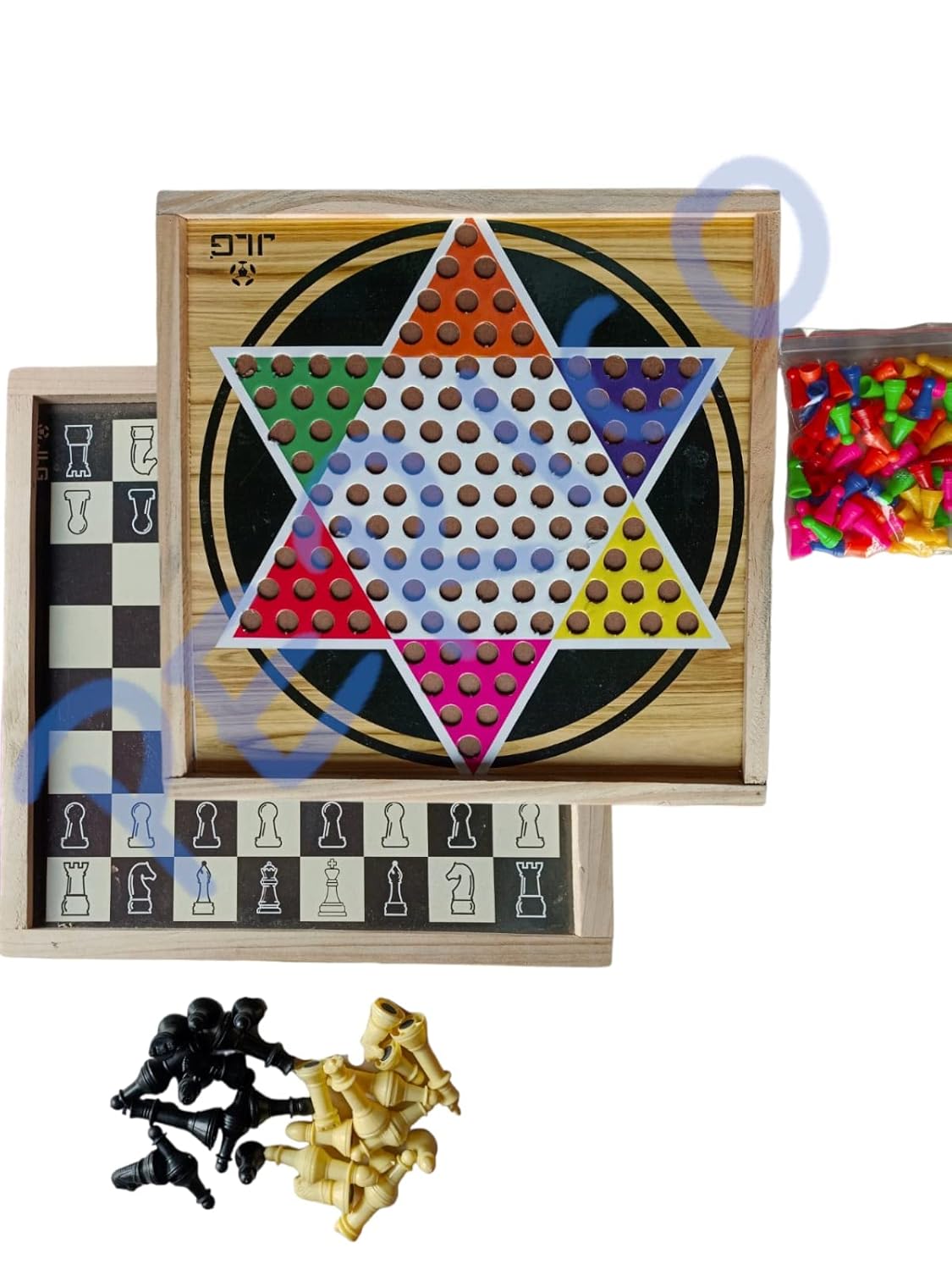Buy PERICO 2 in 1 Wooden Handmade Non Foldable Chess & Chinese Checkers ...