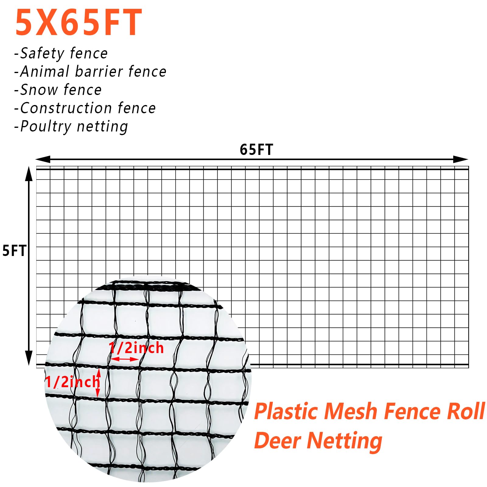 Snapklik.com : 5x65 Temporary Fence, Garden Fencing Plastic Mesh Fence ...