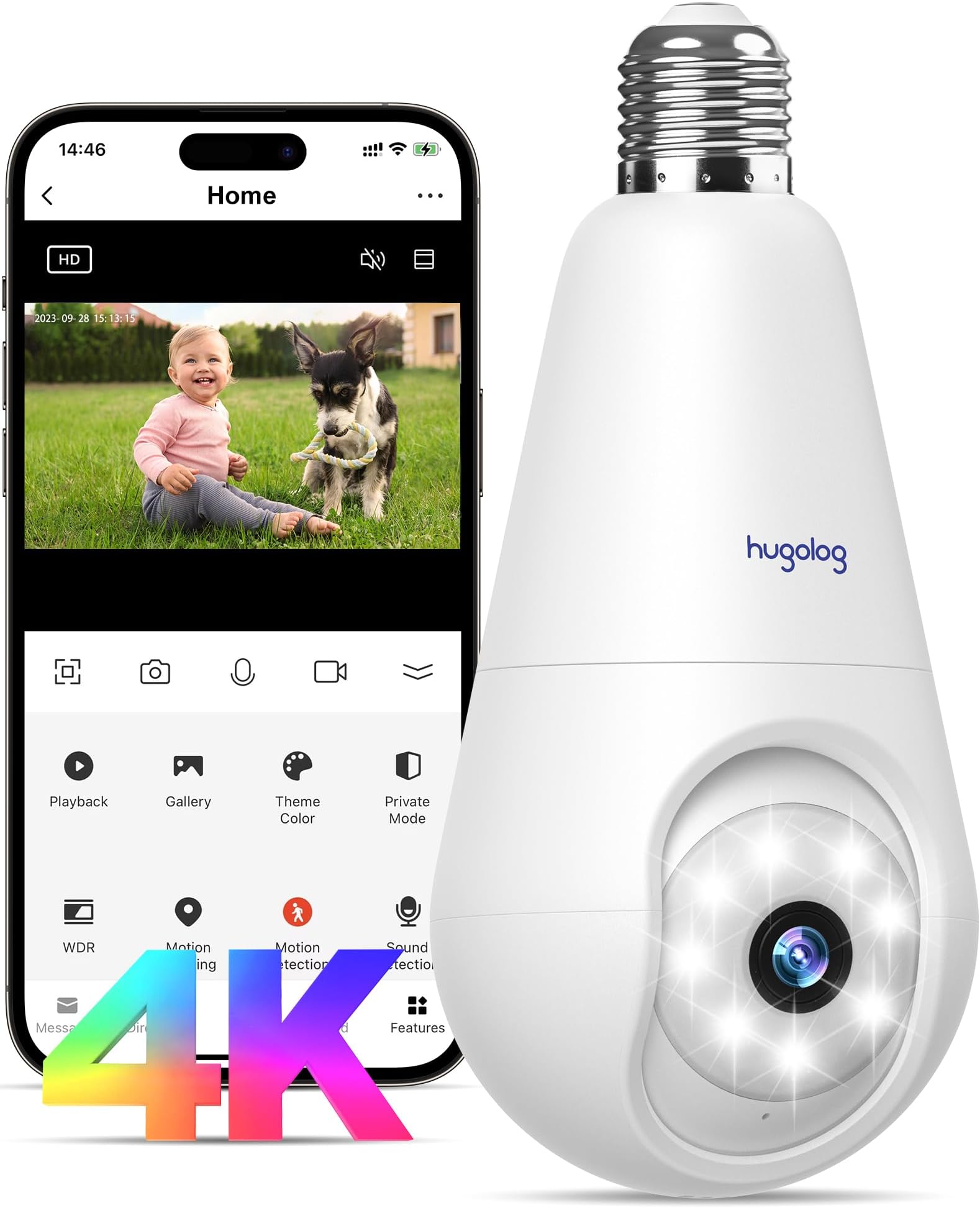 Amazon.com : Hugolog 4K Light Bulb Security Cameras Wireless Outdoor-2 ...