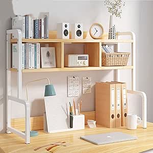Amazon.com: GUODDM Desktop Bookcase for Computer Desk - 2-Tier Desktop ...